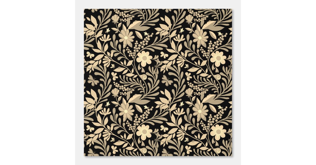 Elegant Black and Gold Seamless Floral Pattern Wallpaper | Zazzle