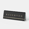 Elegant Black and Gold Typography Reserved Table Tent | Zazzle