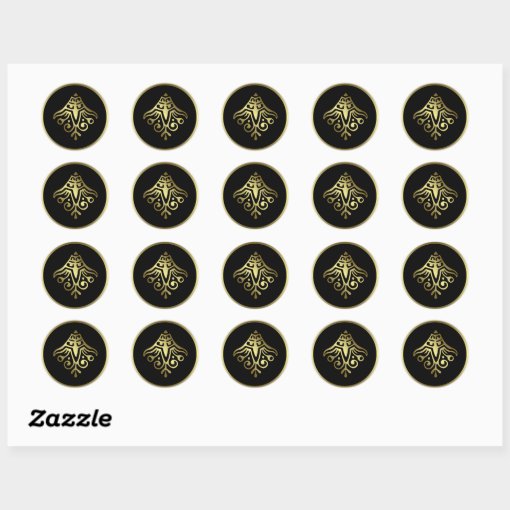 Elegant Black and Gold Wedding Classic Round Sticker | Zazzle