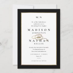 Elegant Black and Gold Wedding Invitation | Zazzle