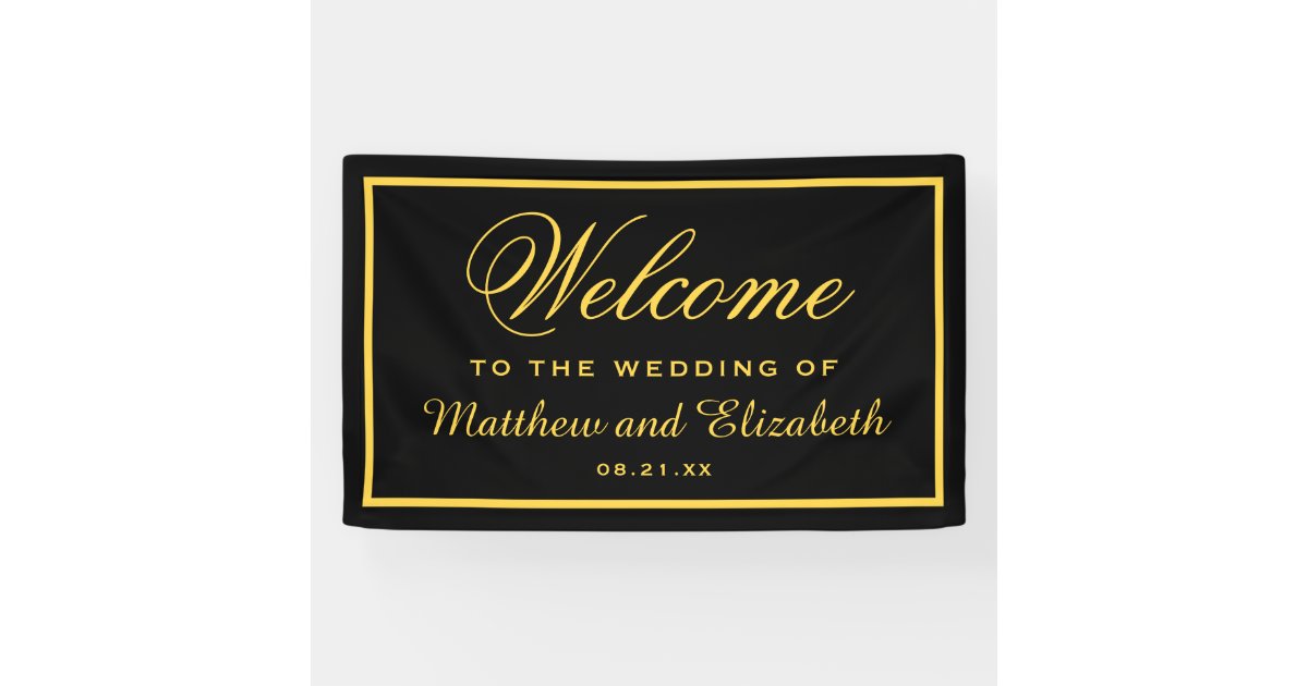 Elegant Black and Gold Wedding Welcome Banner | Zazzle