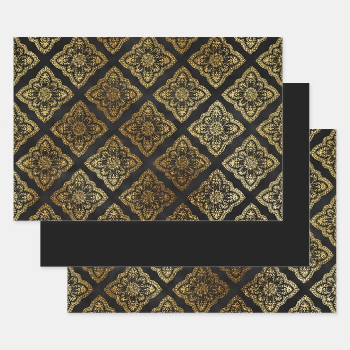 Elegant Black and Gold Wrapping Paper Sheets | Zazzle.com