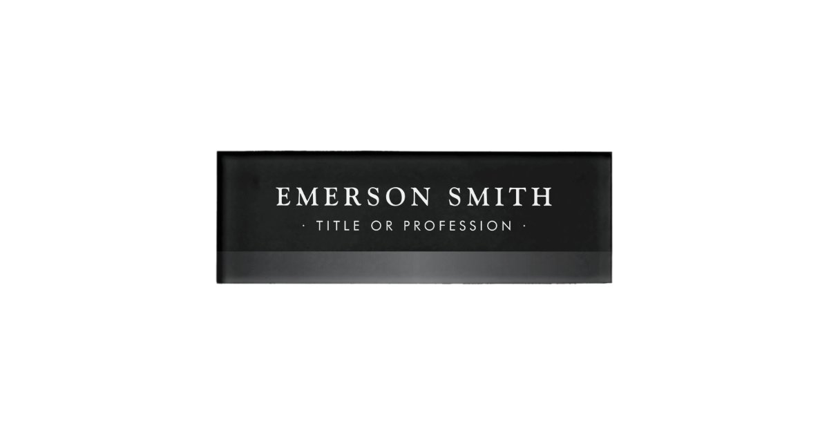 Elegant black and gray modern name tag | Zazzle