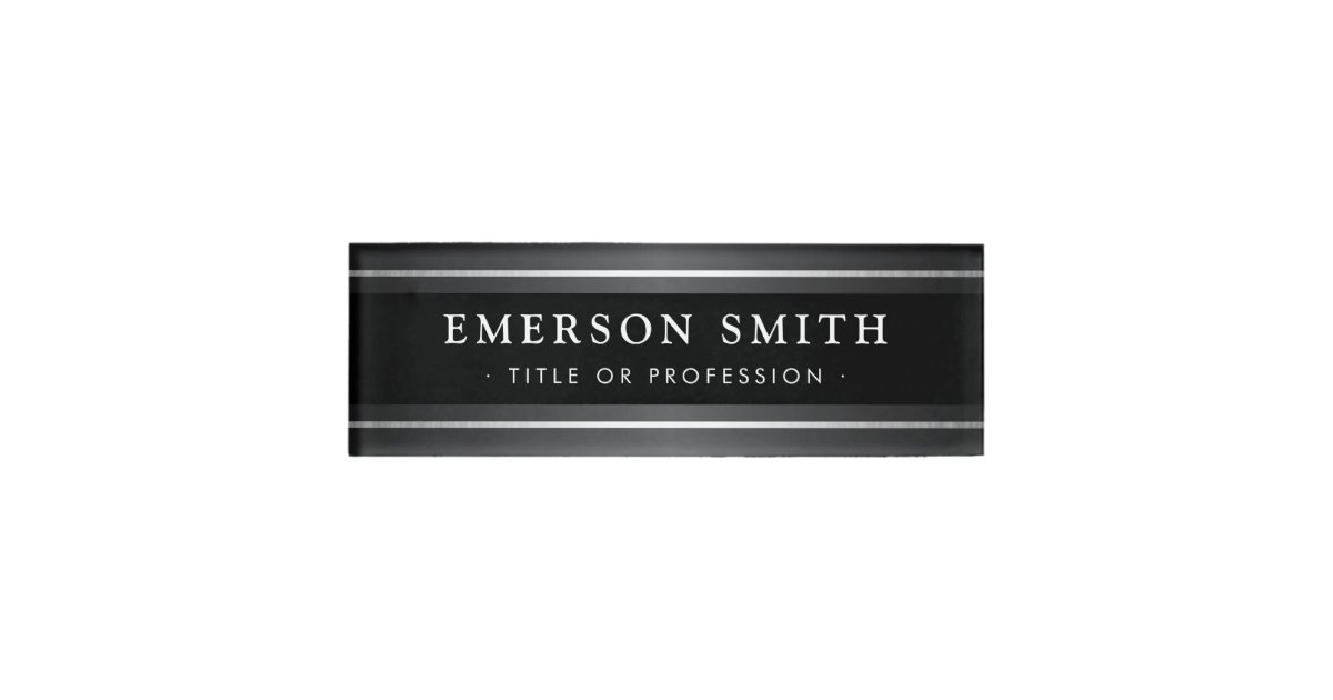 Elegant black and gray modern name tag | Zazzle