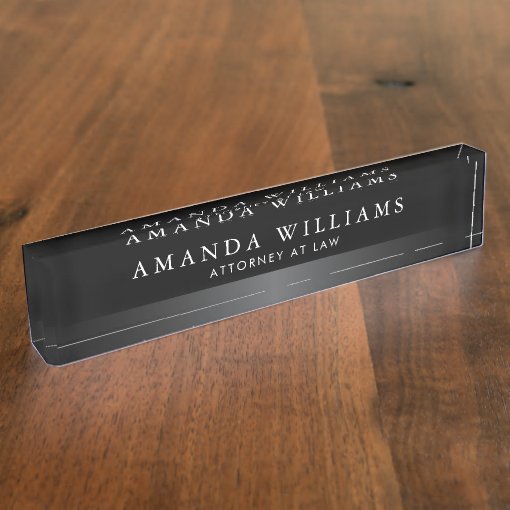 Elegant black and gray satin gradient desk name plate | Zazzle