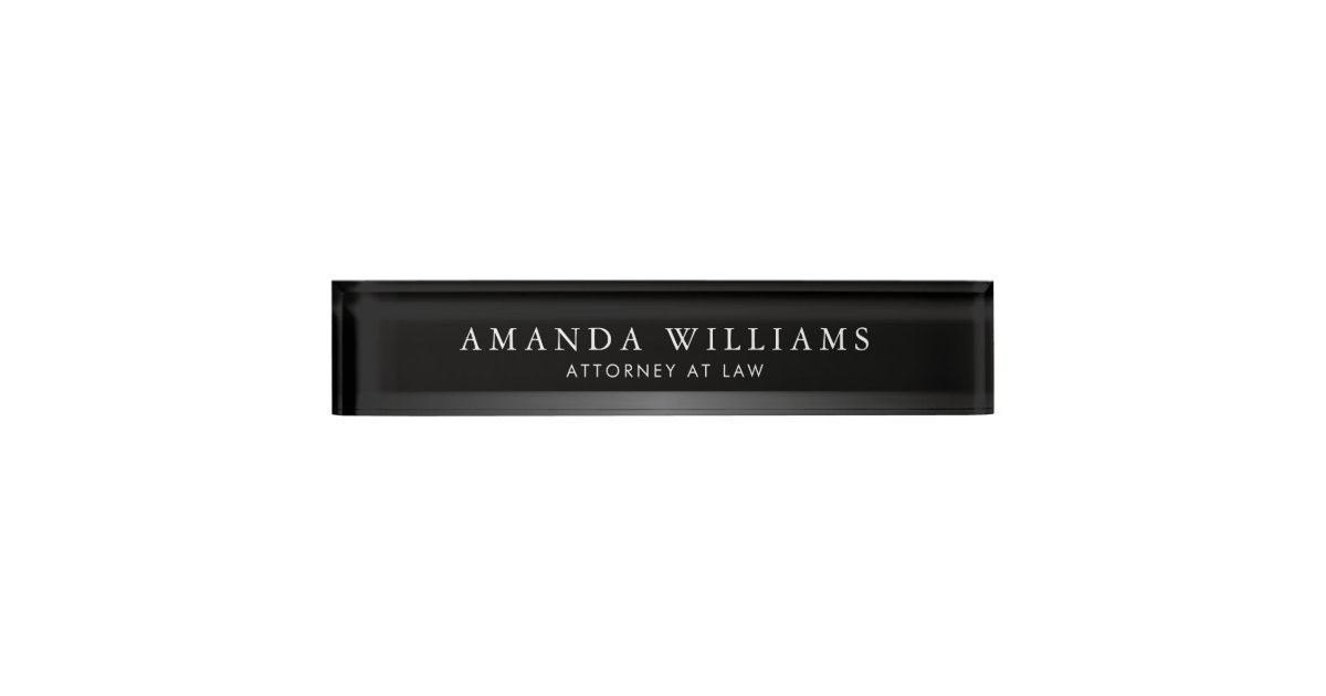 Elegant black and gray satin gradient desk name plate | Zazzle
