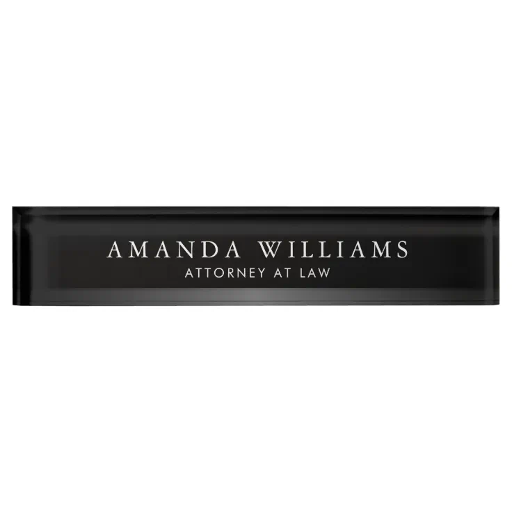 Elegant black and gray satin gradient desk name plate | Zazzle