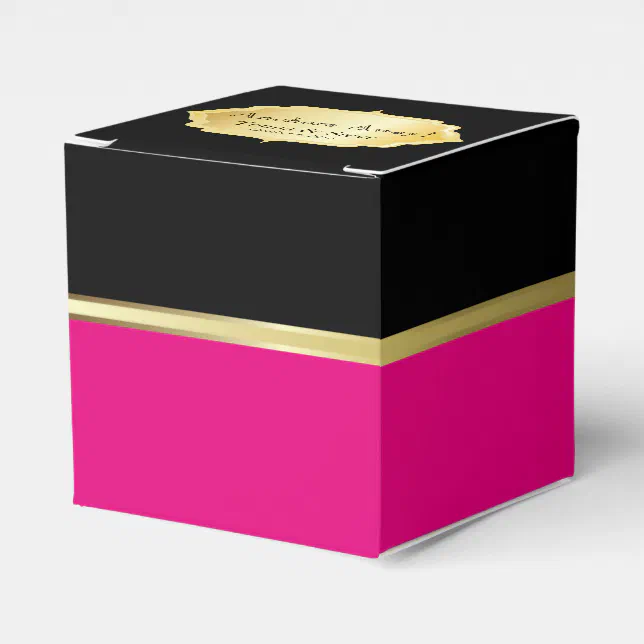 Elegant Black and Hot Pink Favor Box | Zazzle