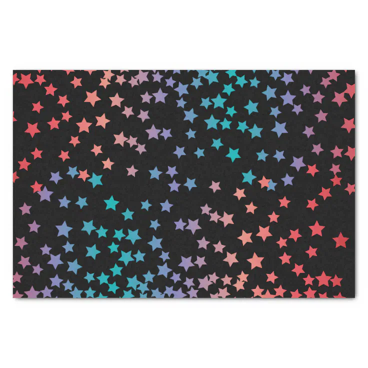 Elegant Black and Rainbow Stars Starry Night Sky Tissue Paper | Zazzle