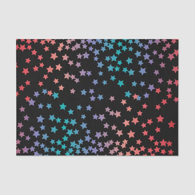 Elegant Black and Rainbow Stars Starry Night Sky Tissue Paper | Zazzle