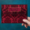 Elegant Black and Red Damask Gothic Envelope | Zazzle