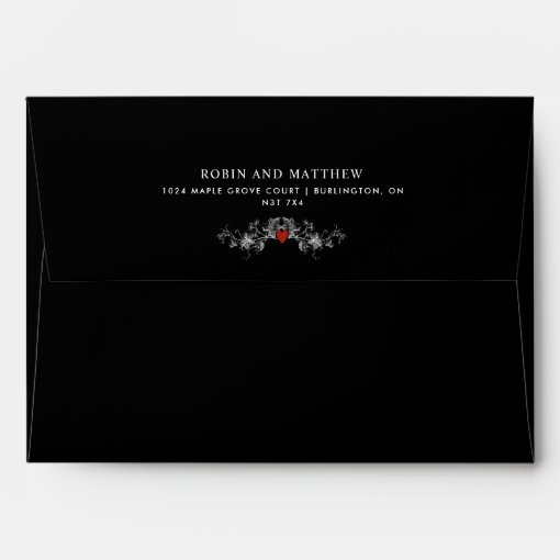 Elegant Black and Red Victorian Gothic Wedding Envelope | Zazzle