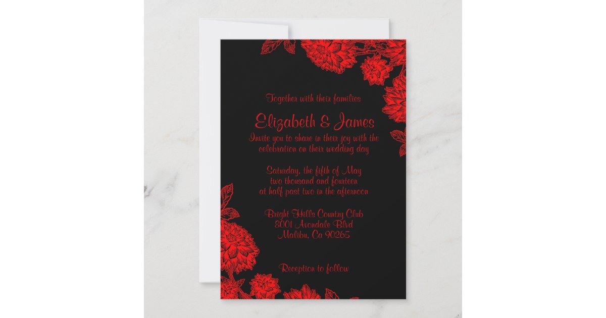 Elegant Black And Red Wedding Invitations | Zazzle