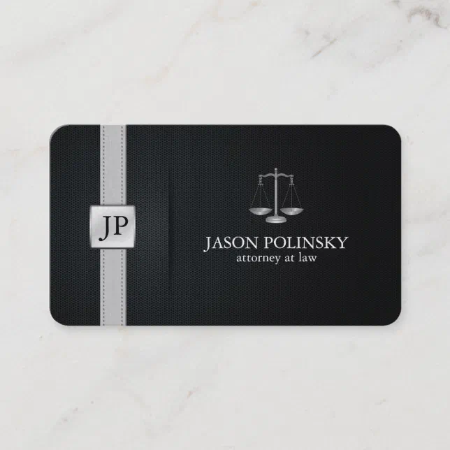 Elegant Black and Silver Attorney At Law Business Card | Zazzle