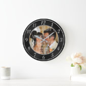 Elegant Black and Silver Wedding Photo Clock | Zazzle