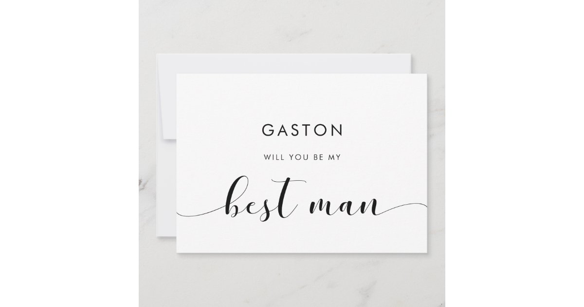 Elegant Black and White Best Man Proposal Card | Zazzle