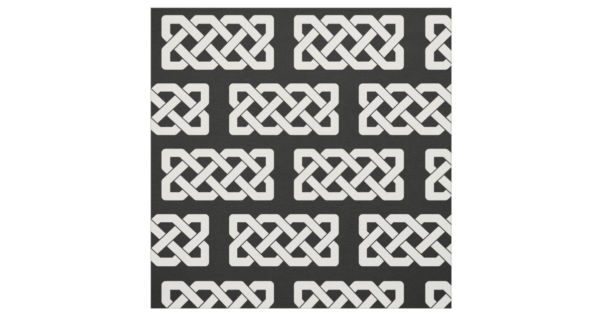 Elegant Black and White Celtic Knot Pattern Fabric | Zazzle