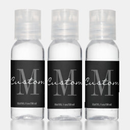Elegant black and white custom name monogram hand sanitizer | Zazzle