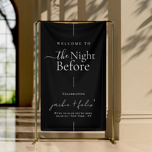 Elegant Black And White Dinner Rehearsal Welcome Banner | Zazzle
