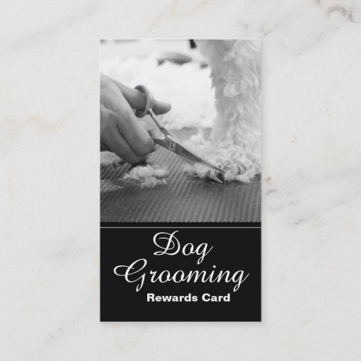 Elegant Black and White Dog Grooming Loyalty Card | Zazzle