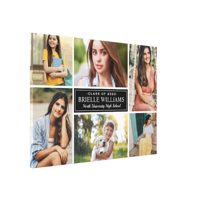 Elegant Black and White Graduation Photo Collage Canvas Print | Zazzle.com