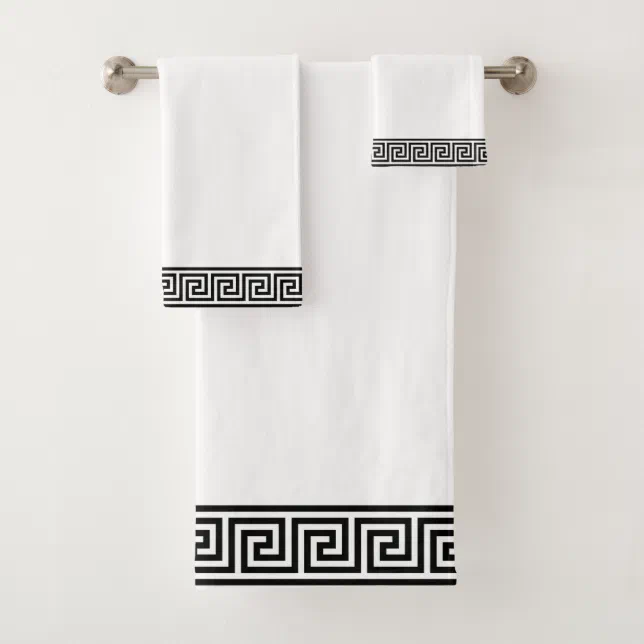 Elegant Black and White Greek Pattern Bath Towel S | Zazzle