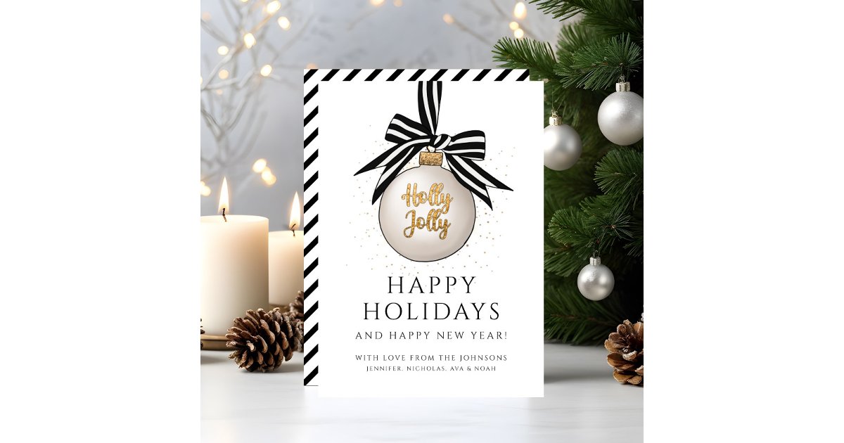 Elegant Black And White Happy Holidays Holiday Card | Zazzle