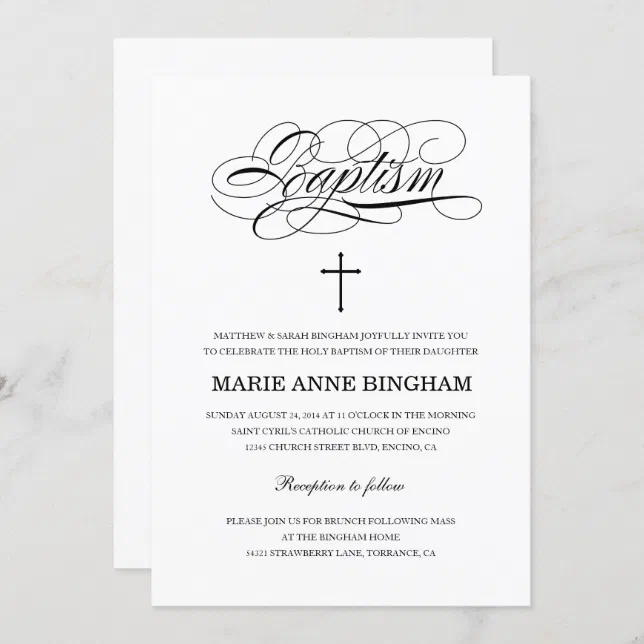 Elegant Black and White Holy Baptism Invitation | Zazzle