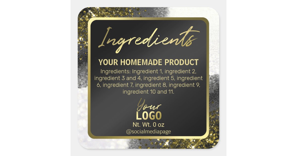Elegant Black And White Ingredient Labels | Zazzle