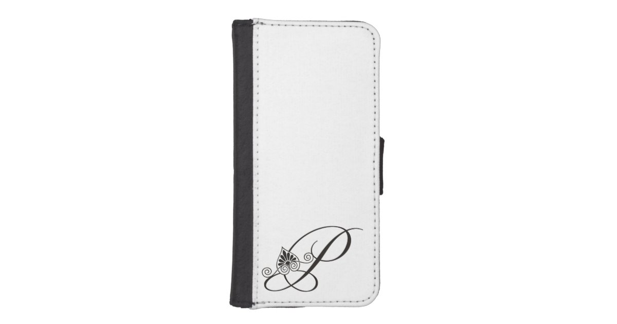 Elegant Black and white initial P Monogram iPhone Wallet Case | Zazzle