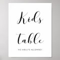 Elegant black and white Kids table wedding sign | Zazzle