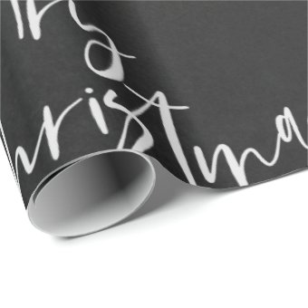 Elegant Black And White Merry Christmas Wrapping Paper | Zazzle