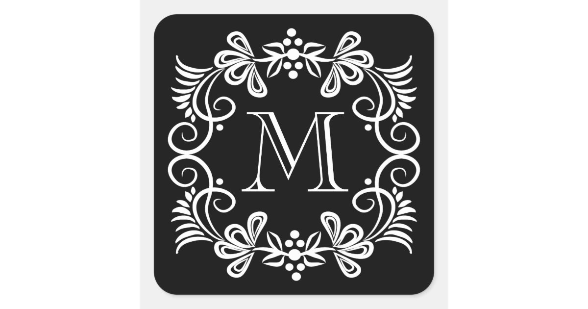 Elegant Black And White Monogram Stickers | Zazzle