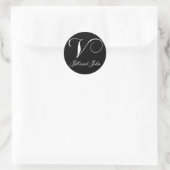 Elegant Black and White Monogram V Names Stickers | Zazzle