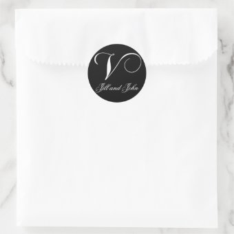 Elegant Black and White Monogram V Names Stickers | Zazzle