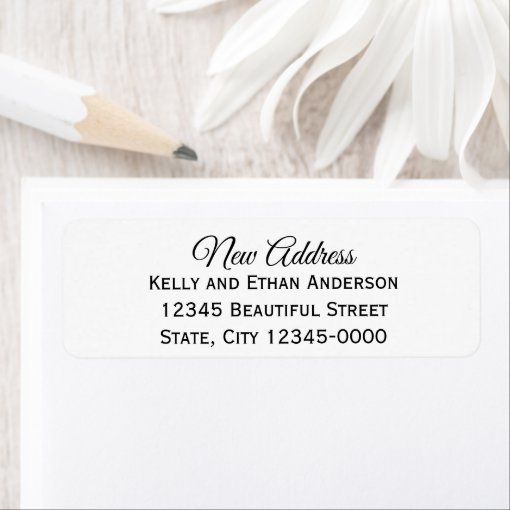 Elegant Black and White New Address Label | Zazzle