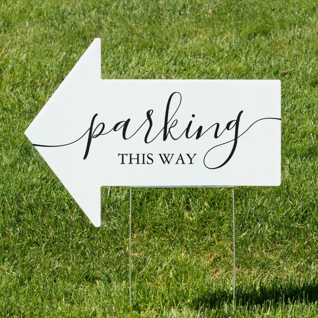 Elegant Black and White Parking This Way Arrow Sign | Zazzle