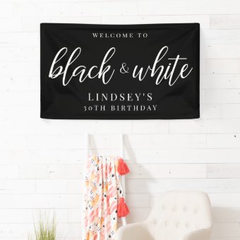 Elegant, Black and White Party Banner | Zazzle