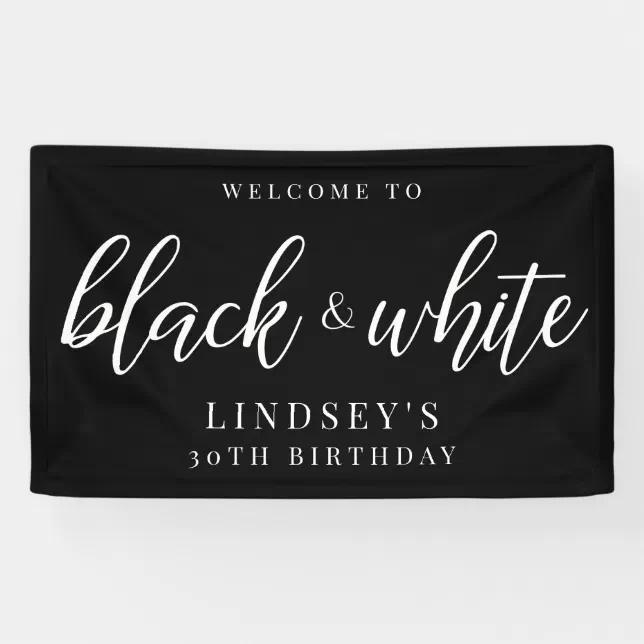 Elegant, Black and White Party Banner | Zazzle