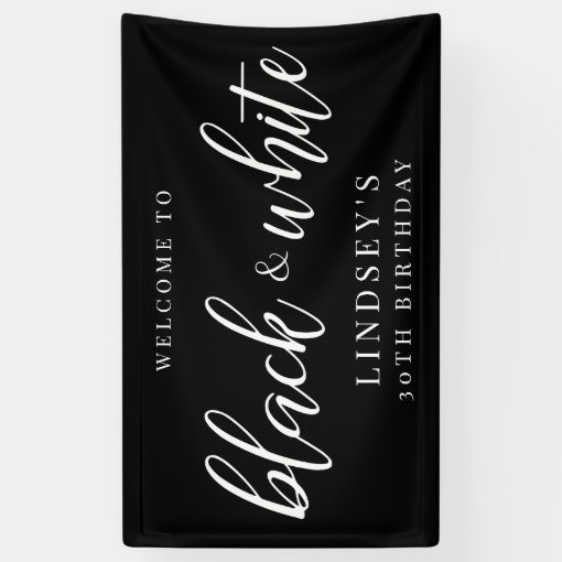Elegant, Black and White Party Banner | Zazzle