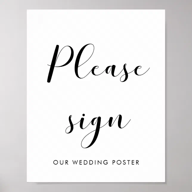 Elegant black and white Please sign wedding sign | Zazzle
