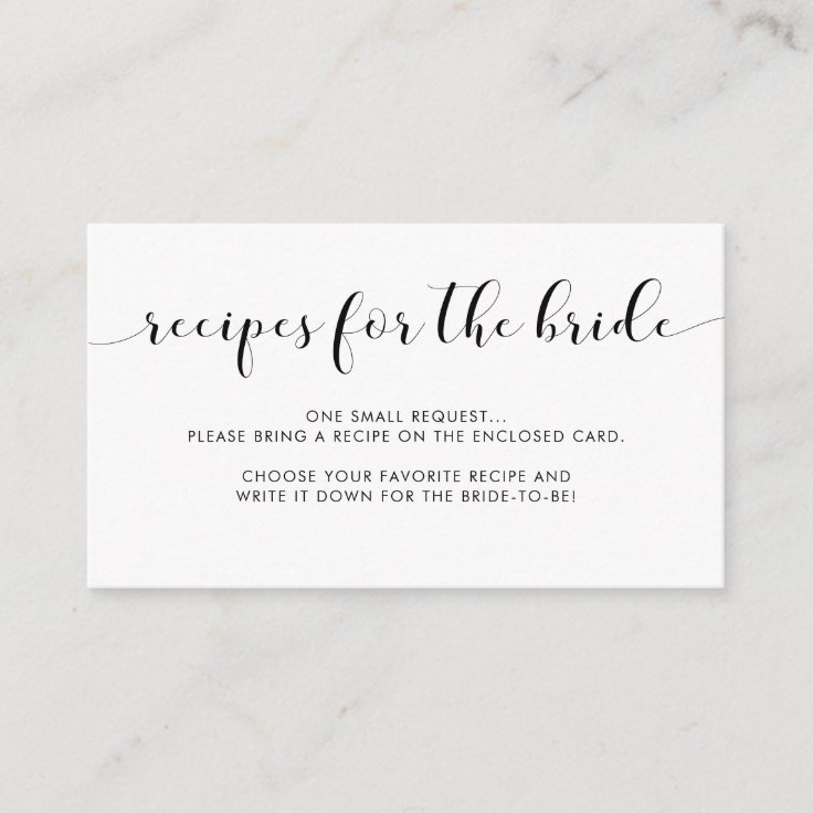 Elegant black and white Recipe request card | Zazzle
