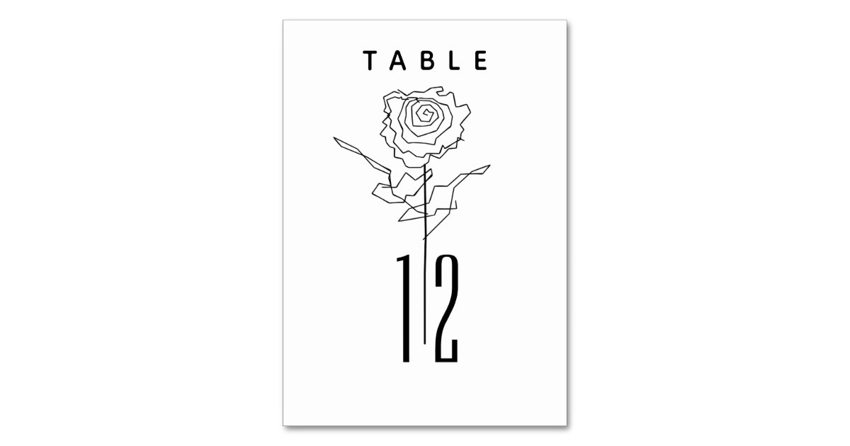 Elegant Black and White Rose Flower Wedding Table Number | Zazzle