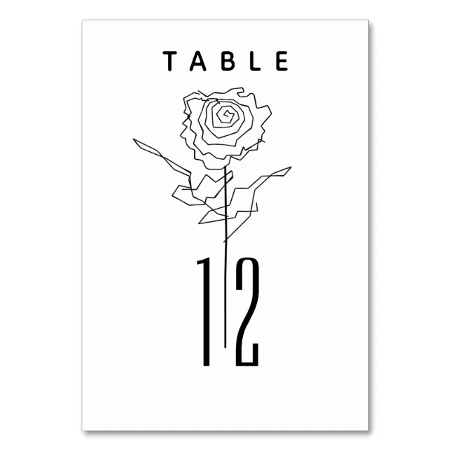 Elegant Black and White Rose Flower Wedding Table Number | Zazzle