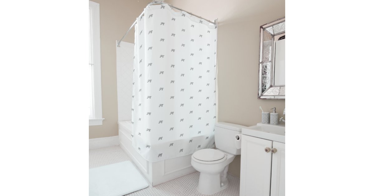 Elegant Black And White Script Name Monogram Shower Curtain Zazzle
