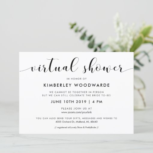 Elegant black and white Virtual shower Invitation | Zazzle