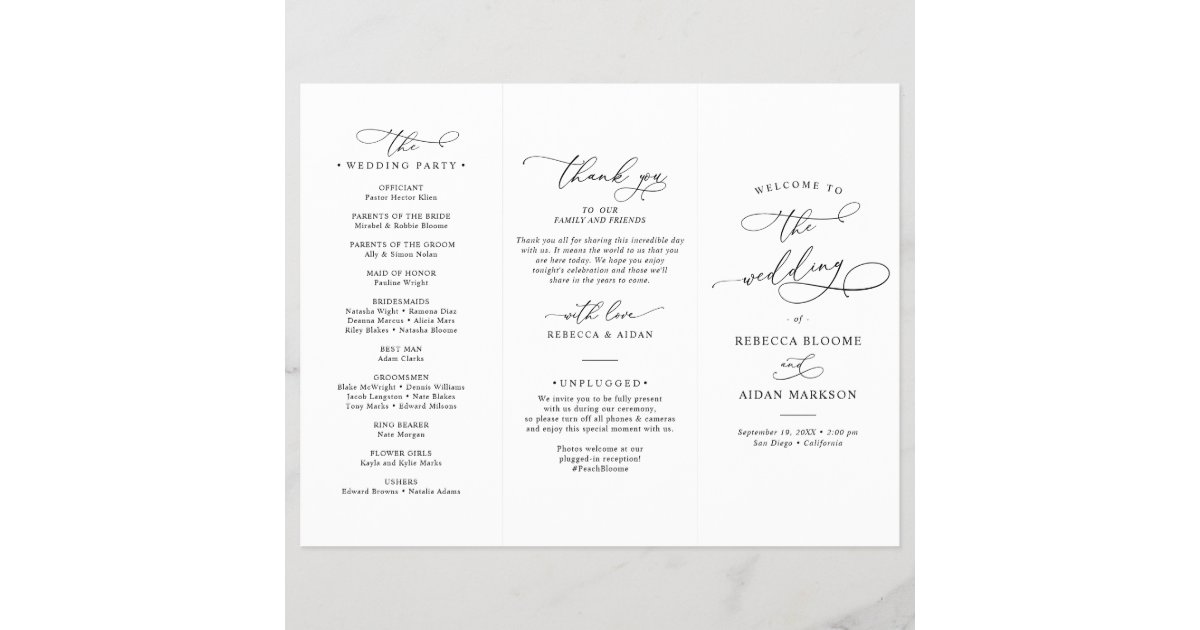 Elegant Black and White Wedding Ceremony Program | Zazzle
