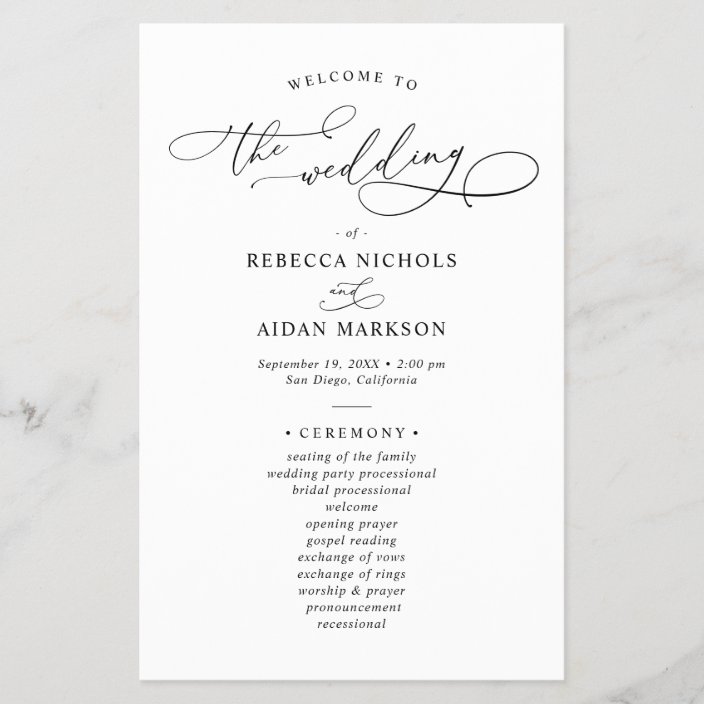 Elegant Black and White Wedding Ceremony Program | Zazzle.com
