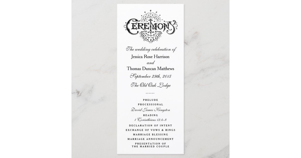 Elegant Black And White Wedding Ceremony Programs | Zazzle