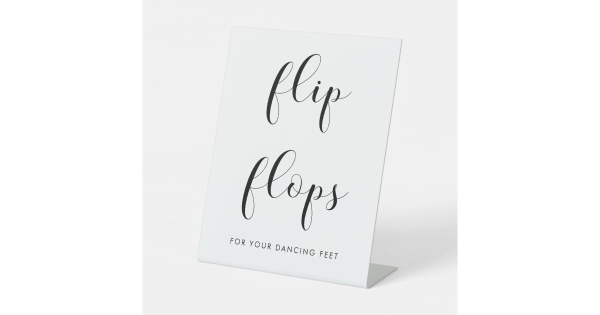 Elegant Black and White Wedding Flip flops Pedestal Sign | Zazzle